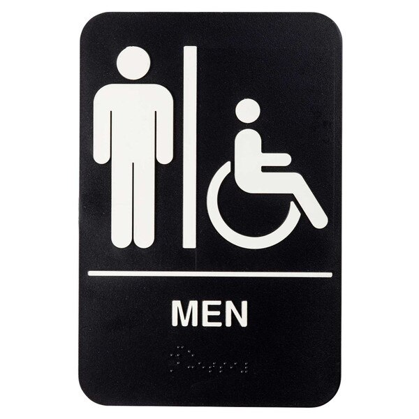 Rectangular Sign "Men/Accessible" ADA Compliant, Black