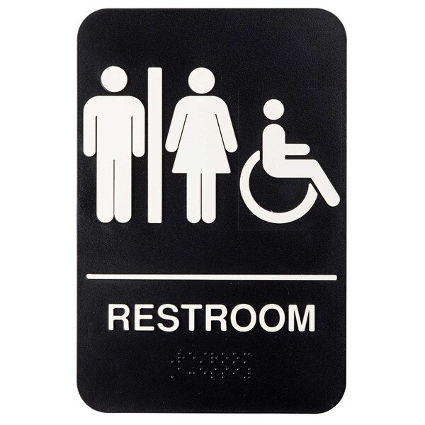 Rectangular Sign "Women/Men Handicap Accessible" Black