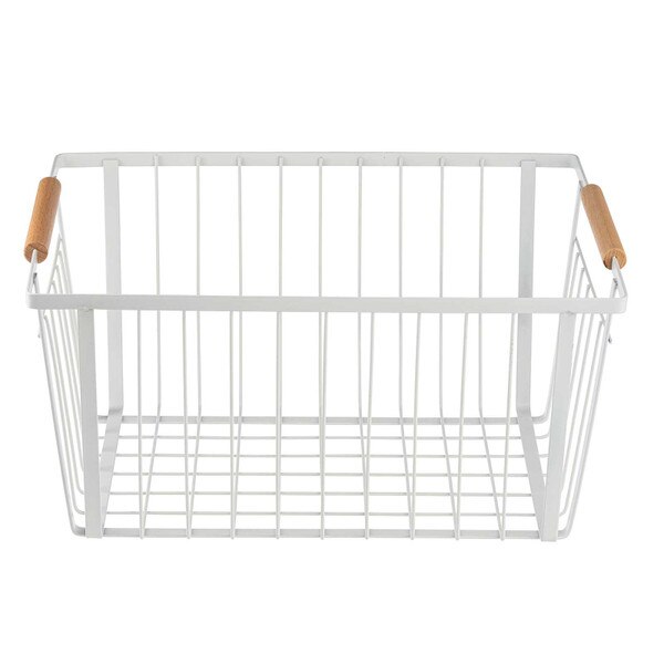 White Storage Basket with Handles, Large