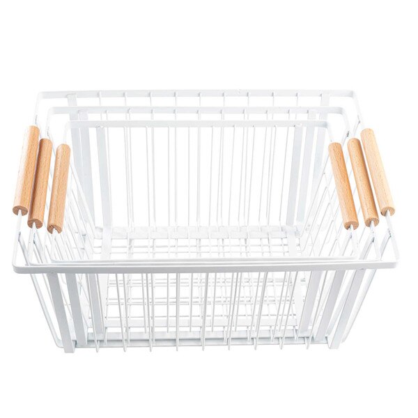 White Storage Basket with Handles, Large
