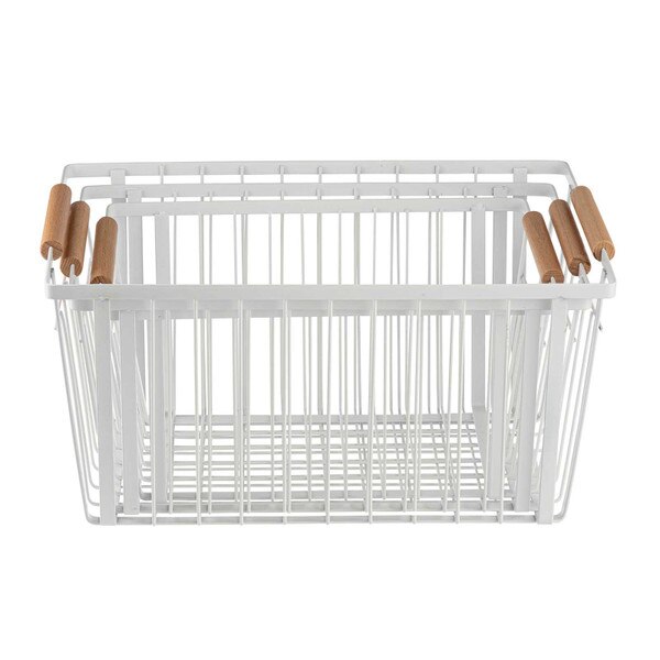 White Storage Basket with Handles, Large