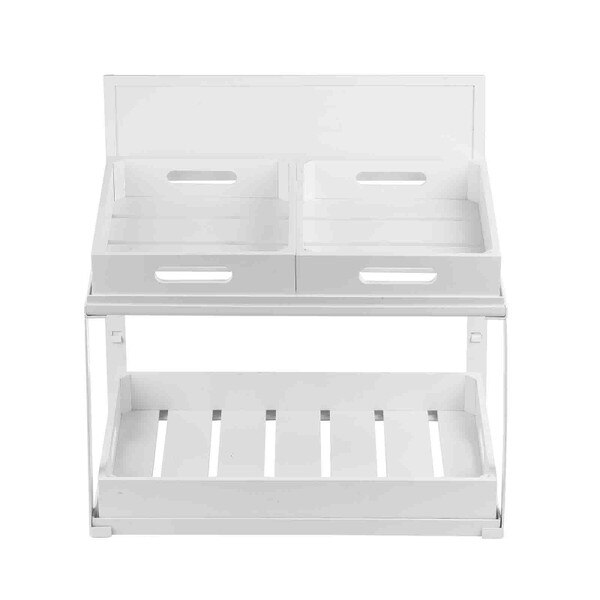 Two-Tiered Crate Frame Riser, White