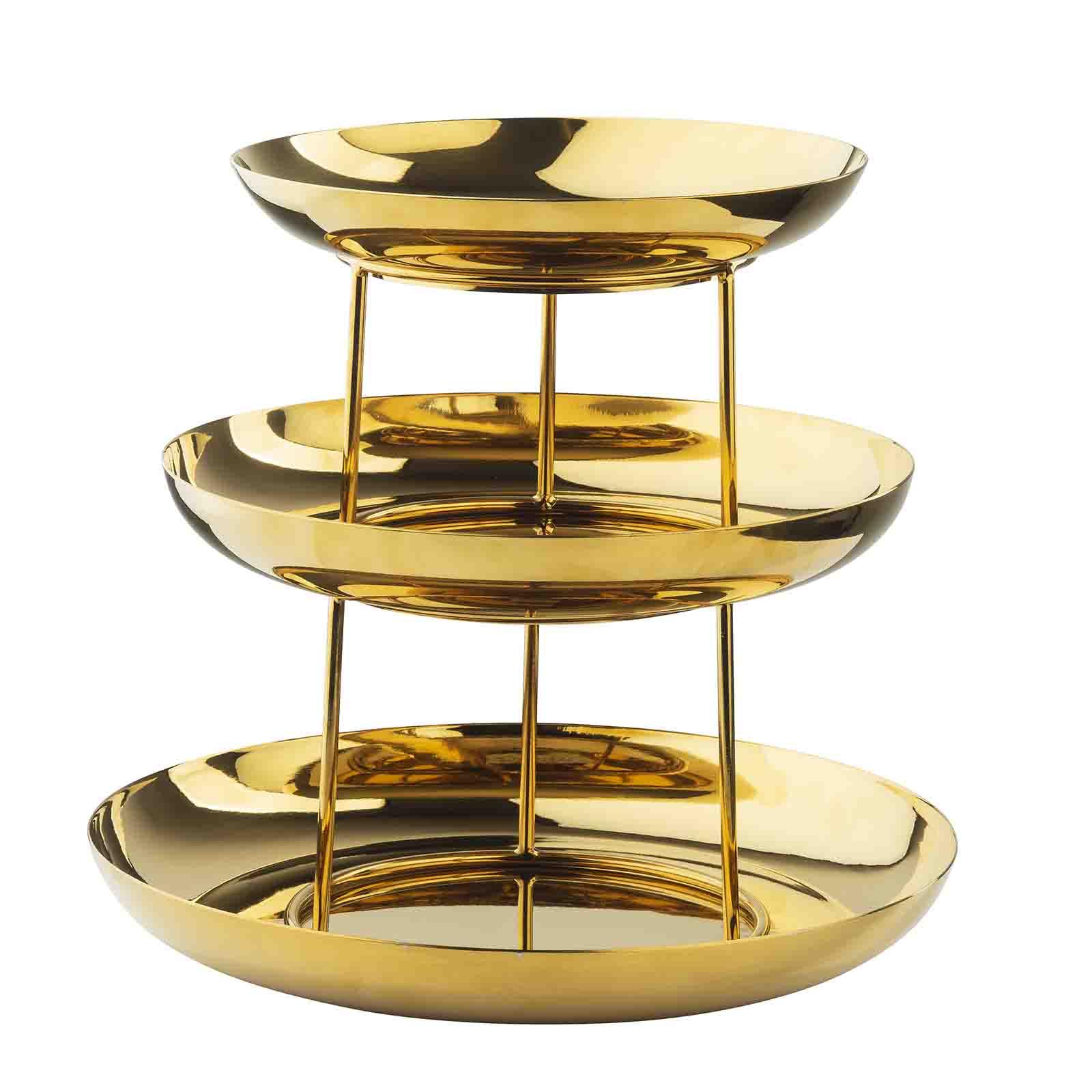 Round Gold Three-Tiered Seafood Tower