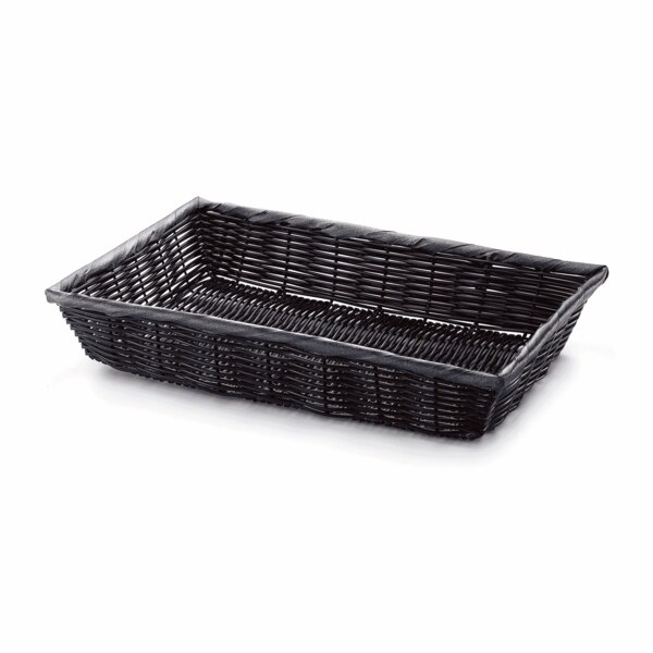 16" Black Rectangular Handwoven Basket