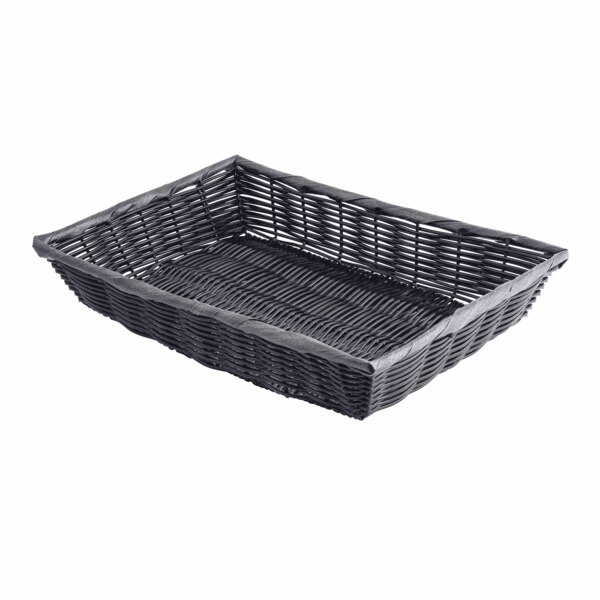 16" Black Rectangular Handwoven Basket