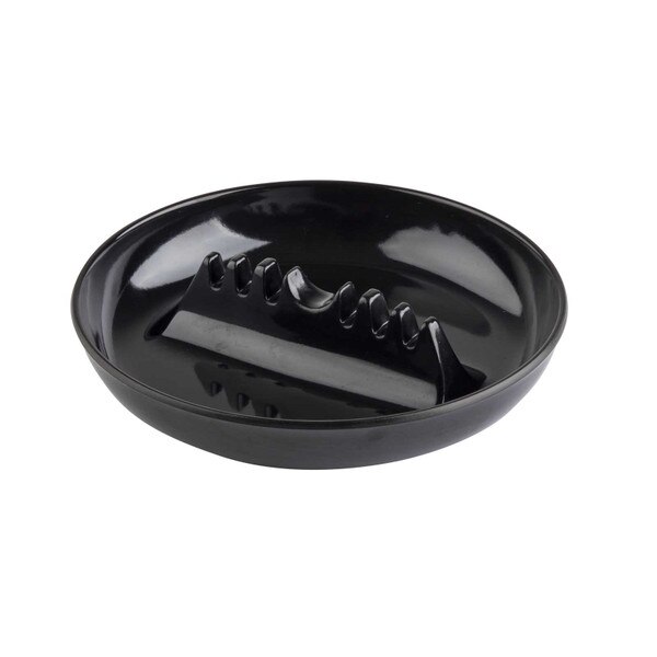 7" Round Ashtray With Safety Island, Black