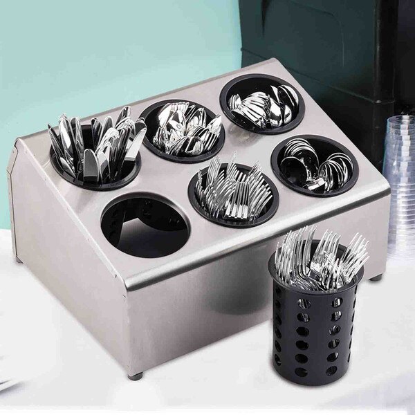 6 Compartment Flatware Holder Dispenser, Two-Tiered