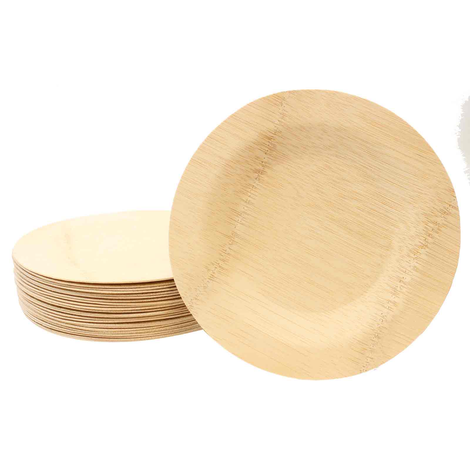7" Round Bamboo Plate, 25 per Pack