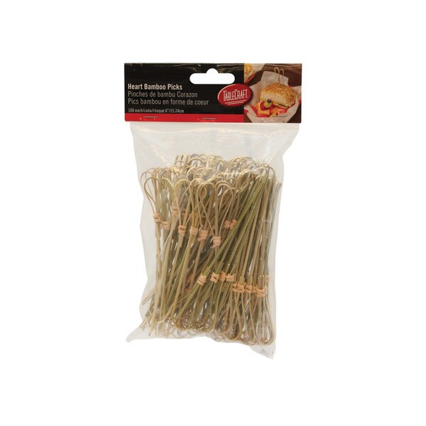6" Bamboo Heart Loop Pick, Pack of 100