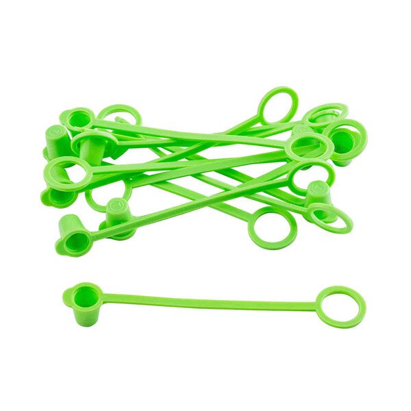 Sani-Cap™ Tethered Cap, Green, Pack of