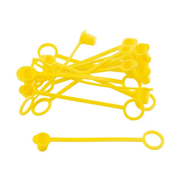 Sani-Cap™ Tethered Cap, Yellow, Pack of 12