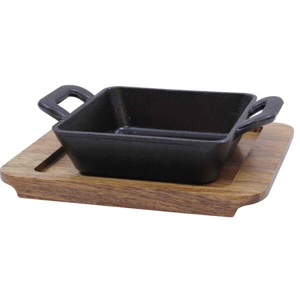 7.5" Acacia Wood Cast Iron Underliner