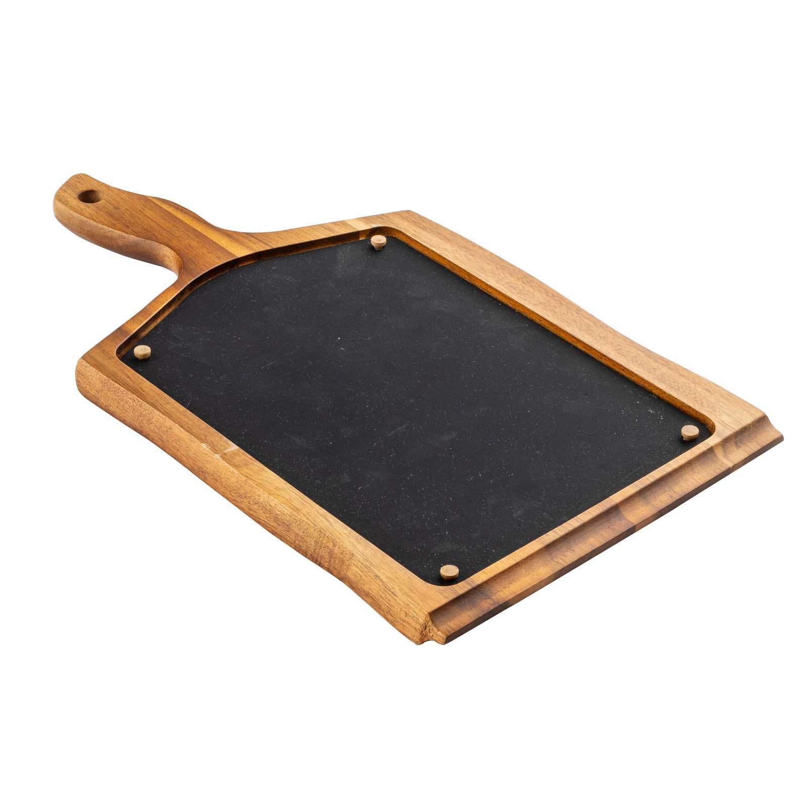 16" Acacia Wood Cast Iron Underliner